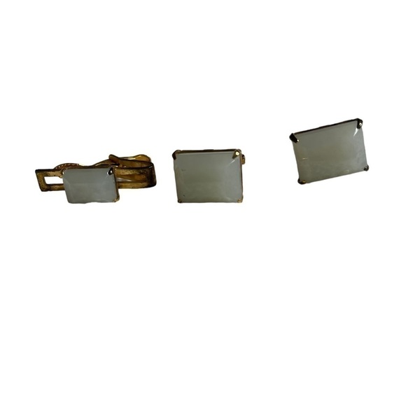 Accessories | Last Chance Sale Vintage Cuff Links Tie Clip White Stone ...